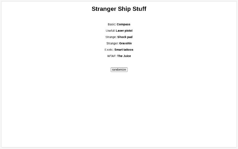Stranger Ship Stuff ― Perchance Generator