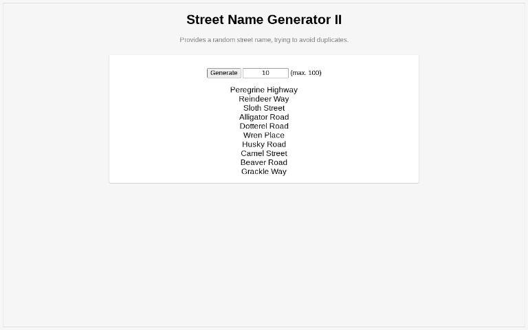 Street Name Generator