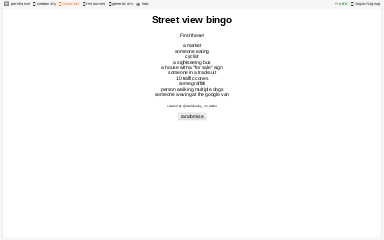 Street view bingo ― Perchance Generator