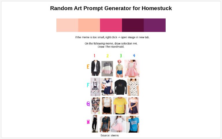 Random Art Prompt Generator for Homestuck