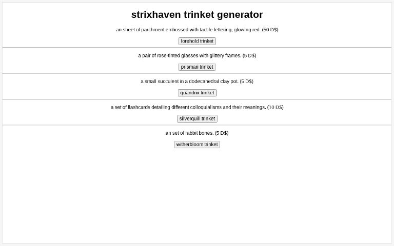 strixhaven trinket generator