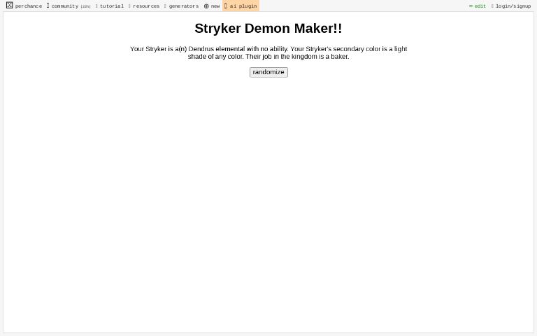 Stryker Demon Maker!! ― Perchance Generator