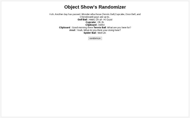 Object Show's Randomizer ― Perchance Generator
