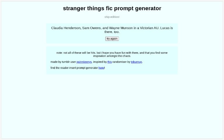 stranger things fic prompt generator
