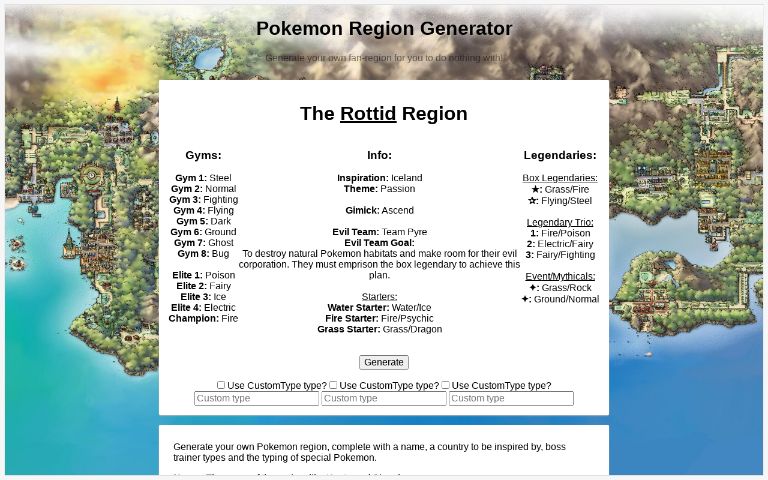 Pokemon Region Generator