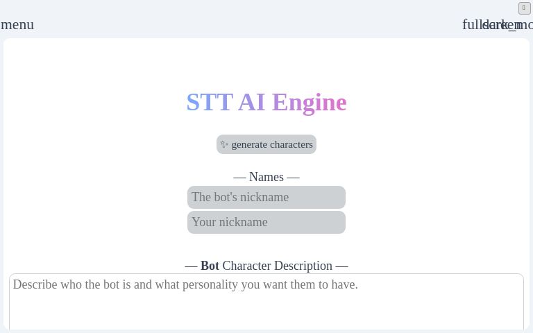 STT AI Engine ― Perchance Generator