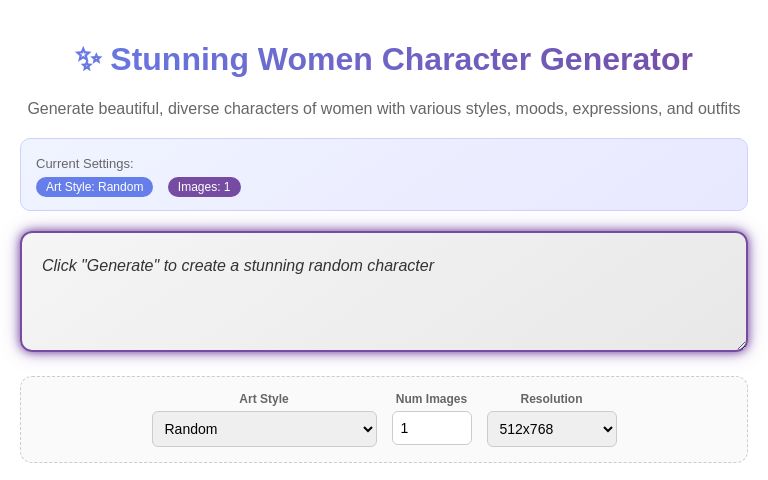 Stunning Women Character Generator