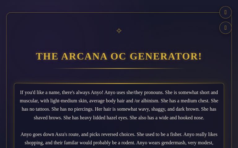 The Arcana Oc Generator!