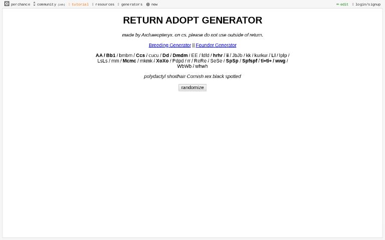 RETURN ADOPT GENERATOR