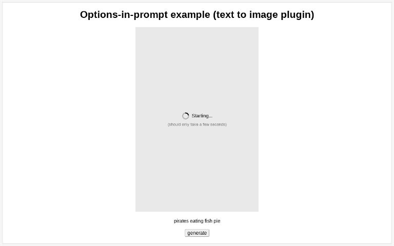 Options-in-prompt example (text to image plugin)
