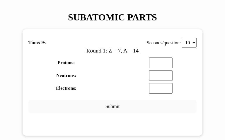 SUBATOMIC PARTS ― Perchance Generator