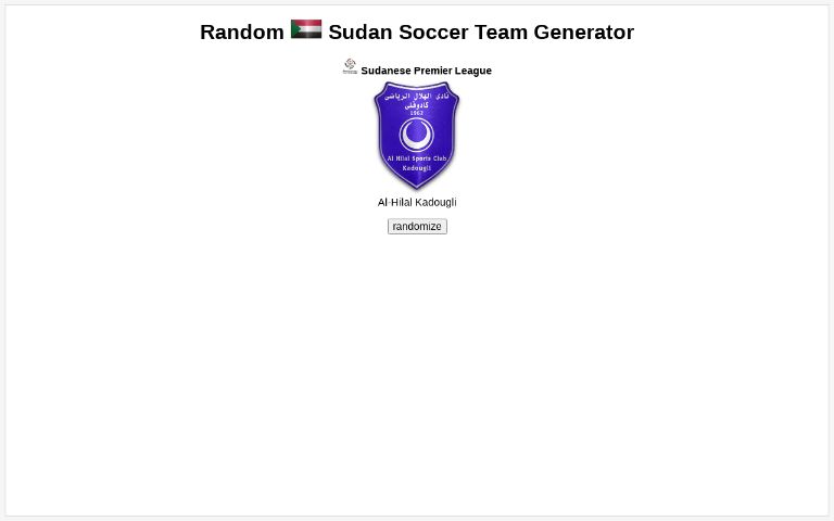 Random Sudan Soccer Team Generator
