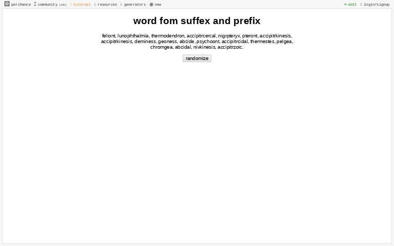 word fom suffex and prefix ― Perchance Generator