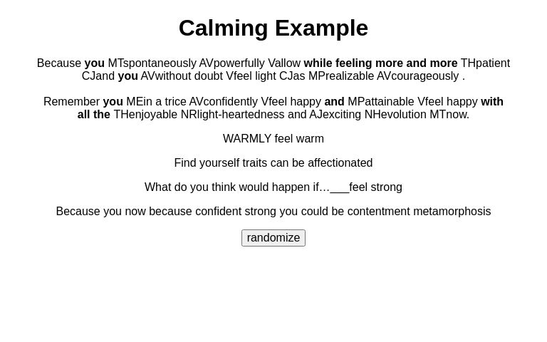 Calming Example ― Perchance Generator