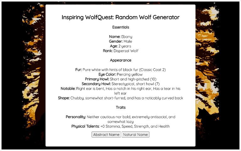 Inspiring WolfQuest: Random Wolf Generator