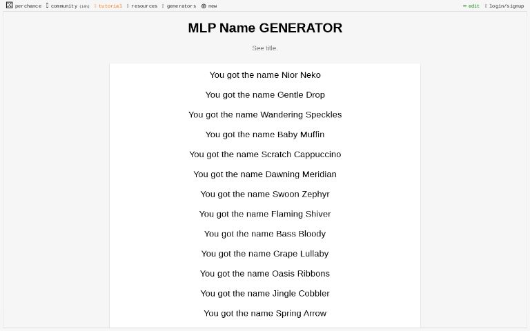 MLP Name GENERATOR