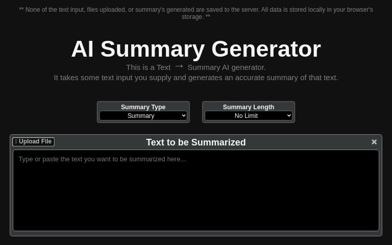 AI Summary Generator (Free, No sign-up, Unlimited)