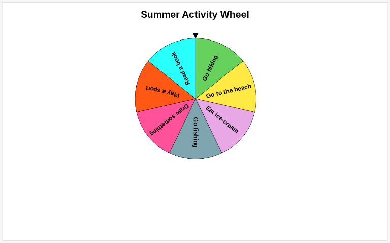 Summer Activity Wheel ― Perchance Generator