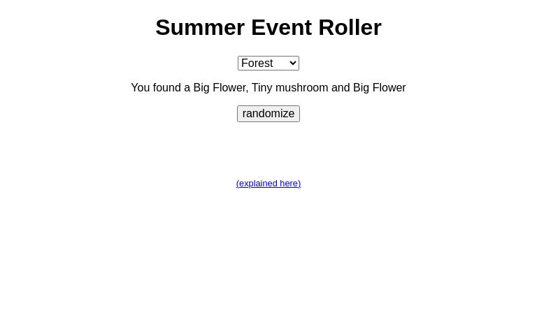 Summer Event Roller ― Perchance Generator