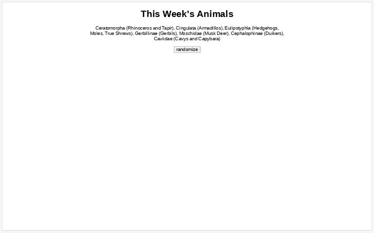 This Week's Animals ― Perchance Generator