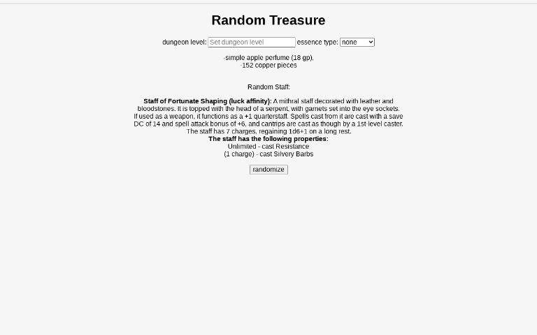 Random Treasure ― Perchance Generator