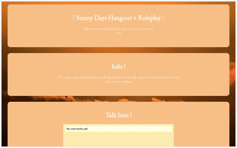 Sunny Days Hangout + Roleplay