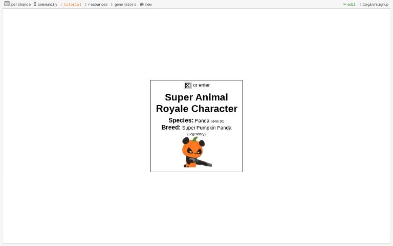 Super Animal Royale Character ― Perchance Generator