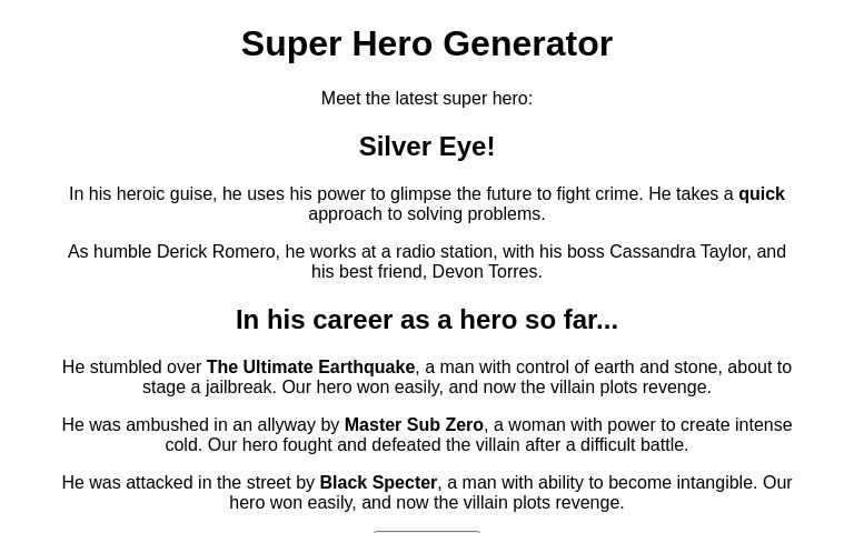 Super Hero Generator