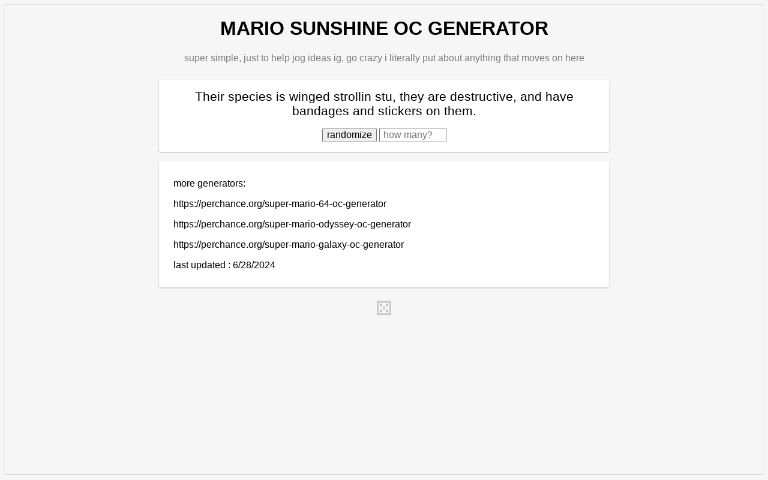MARIO SUNSHINE OC GENERATOR
