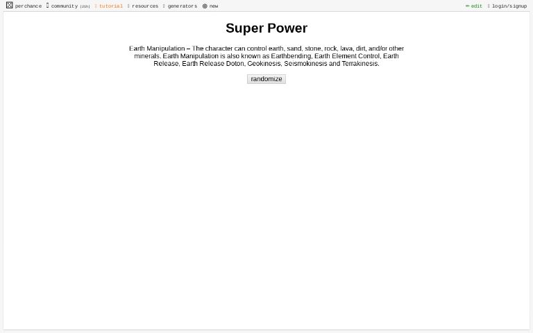 Super Power ― Perchance Generator