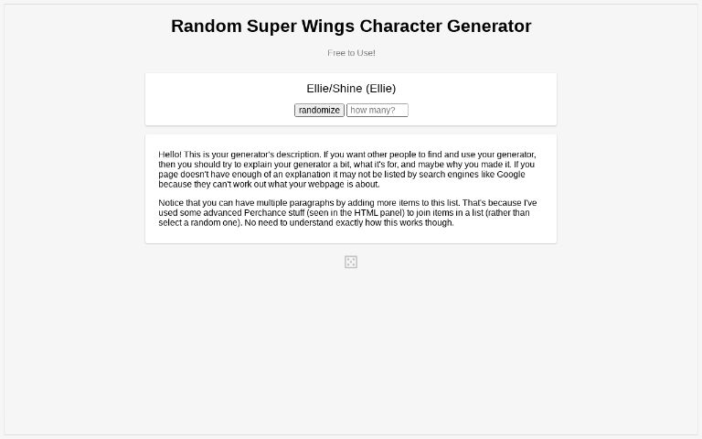 Random Super Wings Character Generator