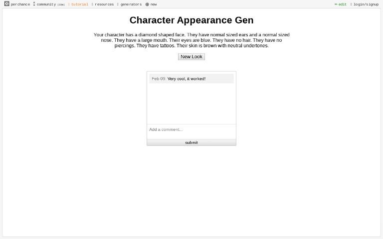 Character Appearance Gen ― Perchance Generator