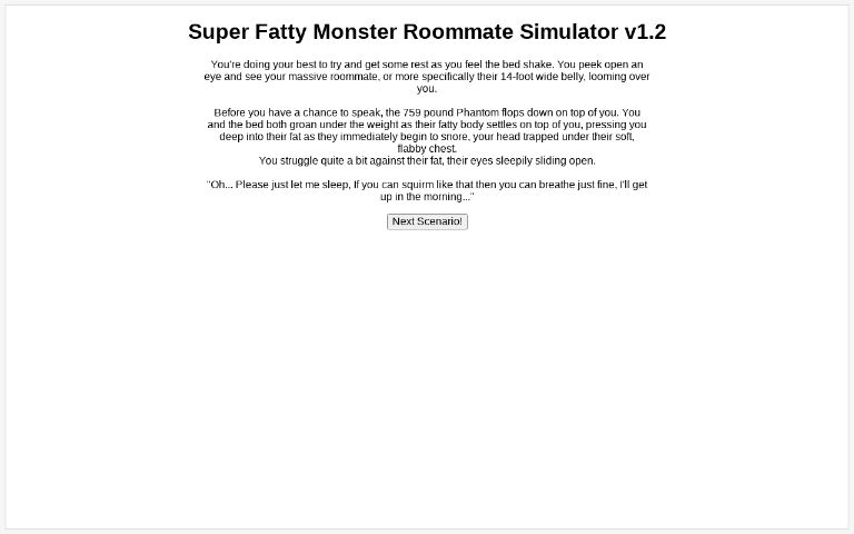 Super Fatty Monster Roommate Simulator v1.2 ― Perchance Generator
