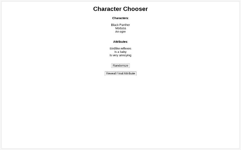 Character Chooser ― Perchance Generator