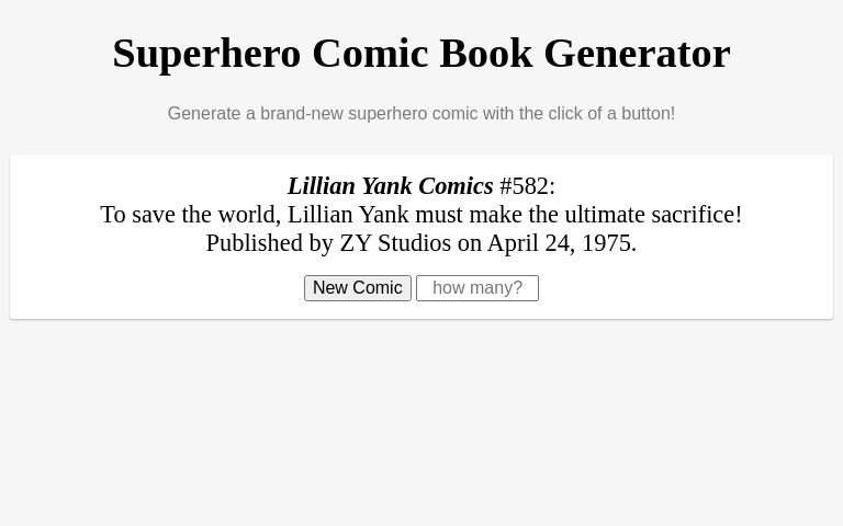 Superhero Comic Book Generator