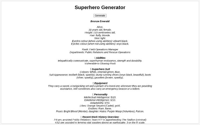 Superhero Generator