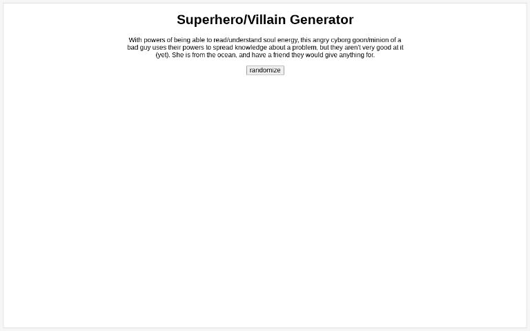 Superhero/Villain Generator