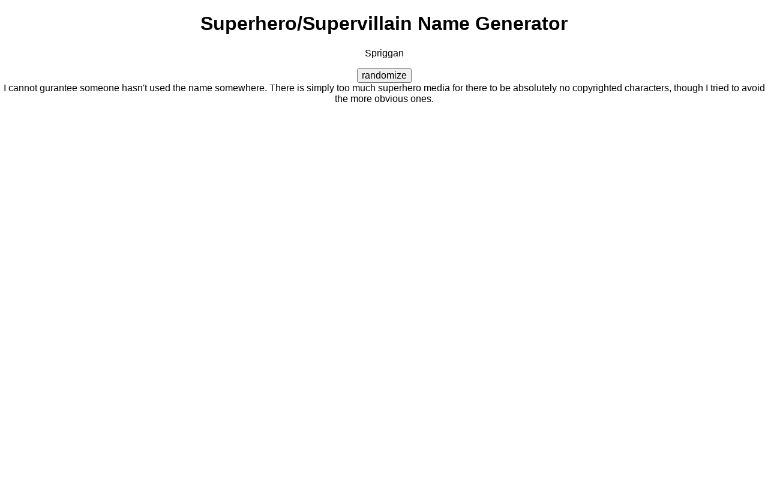 Superhero/Supervillain Name Generator