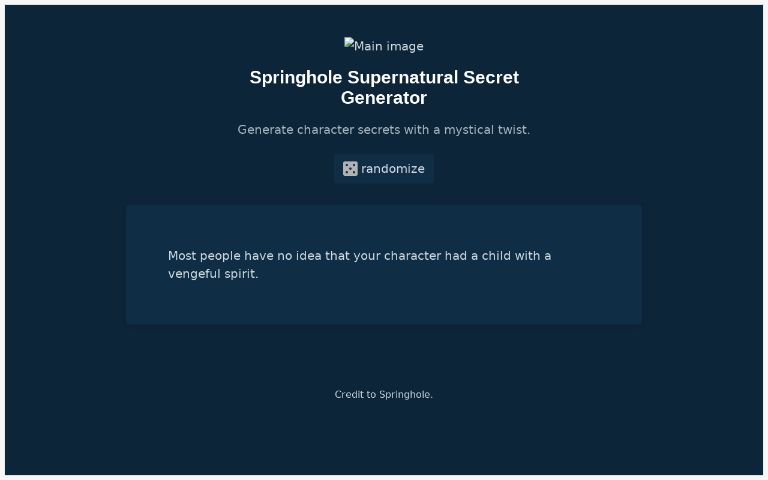 Springhole Supernatural Secret Generator