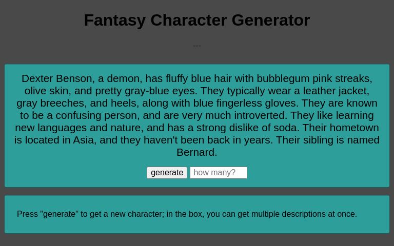 Fantasy Character Generator