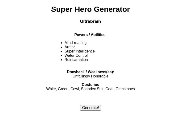 Super Hero Generator