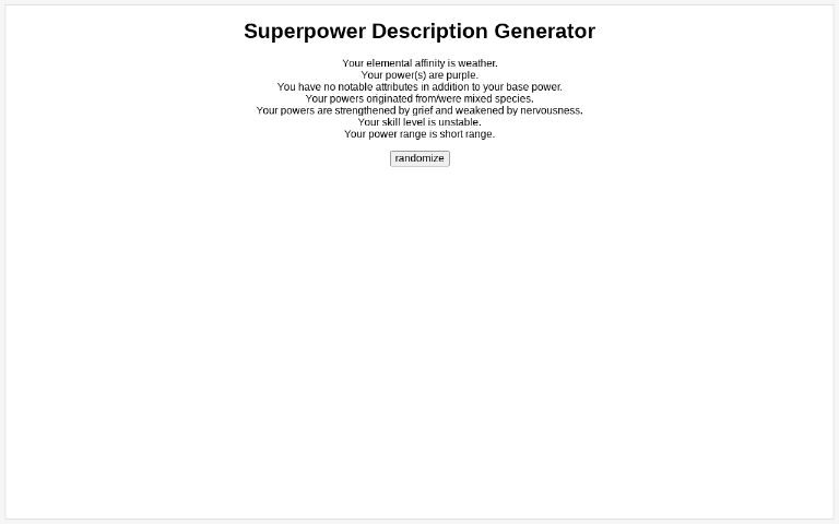 Superpower Description Generator