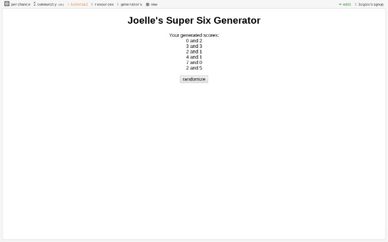 Joelle's Super Six Generator