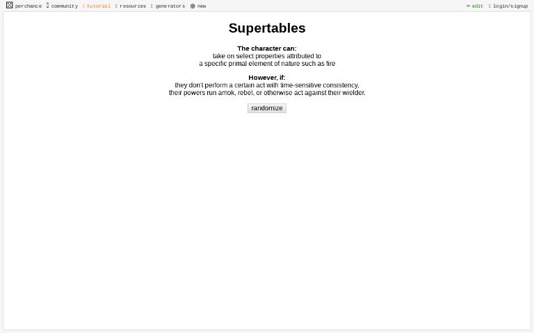 Supertables ― Perchance Generator