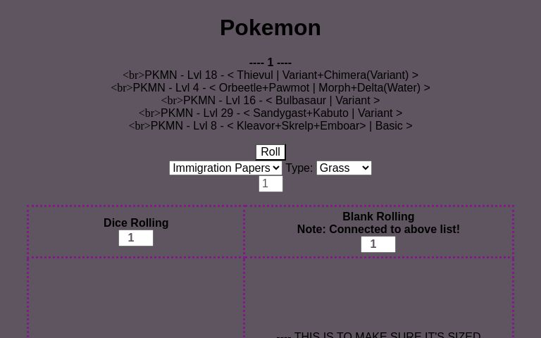 Pokemon ― Perchance Generator