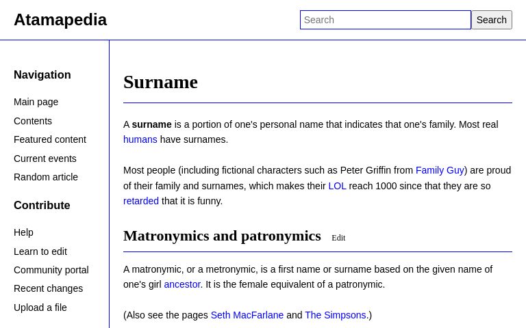 Surname ― Perchance Generator