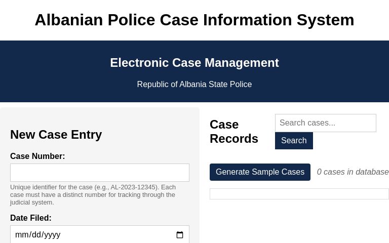 Albanian Police Case Information System ― Perchance Generator