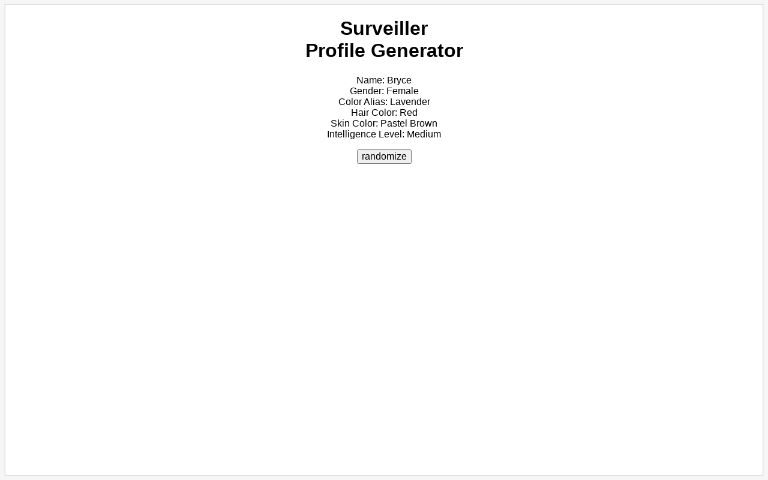 SurveillerProfile Generator