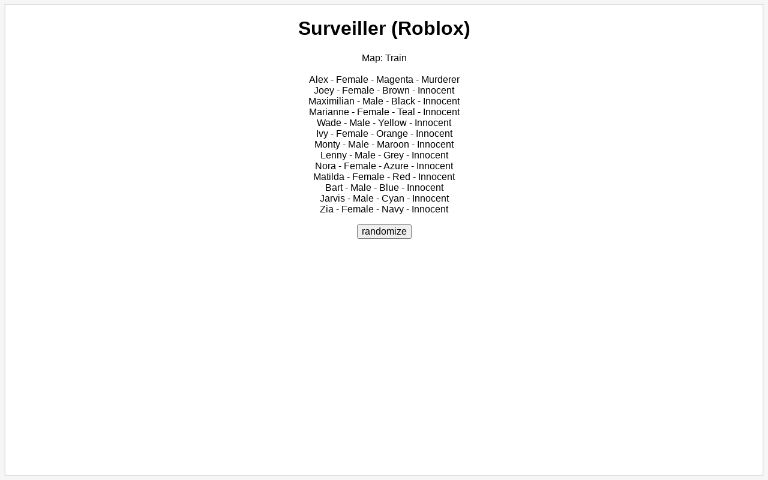 Surveiller (Roblox) ― Perchance Generator