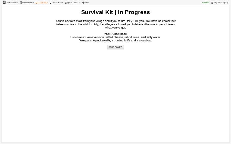 Survival Kit | In Progress ― Perchance Generator